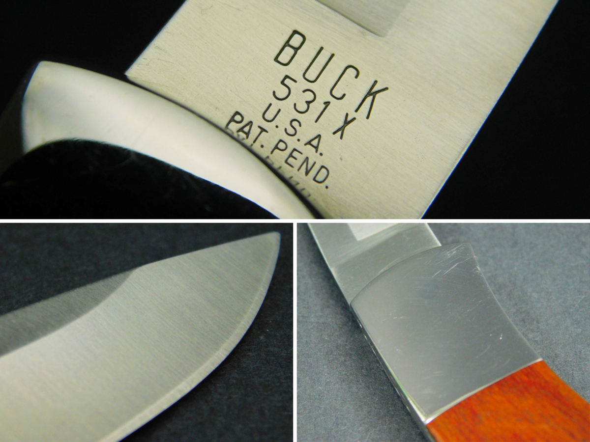 BUCK 531X USA バック フォールディング ナイフ 専用レザーケース オイル付 アメリカ製 ローズウッド ハンドル キャンプ 廃盤品 ...