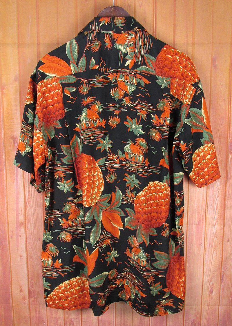 SH3650 東洋 SUNSURF×SUGAR CANE サンサーフ×シュガーケーン アロハシャツ パイナップル柄 L ブラック系 クリック ...