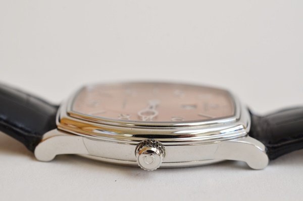 OMEGA メンズ デビル プレステージ ジャンピングアワー 自動巻 Cal.1221 4853.61 ピンク文字盤 純正革ベルト男女兼用 ...