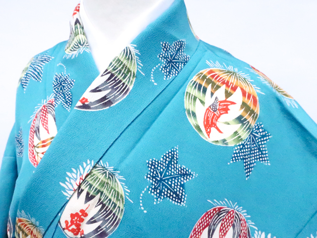 京都一輝堂 1円 着物 ちりめん 紅型 おしゃれ小紋 身丈約155.5cm 裄丈約63cm Y-9955(仕立て上がり)｜売買されたオークション情報、yahooの商品情報をアーカイブ公開 ...