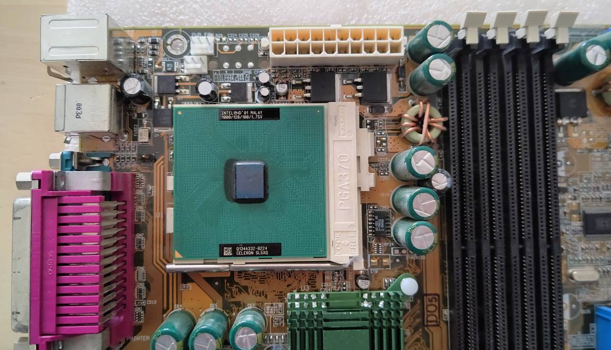 ジャンク ASUS CUBX Rev 1.02 Socket 370 440BX FC-PGA Celeron 1GHz SL5XQ AGP ...