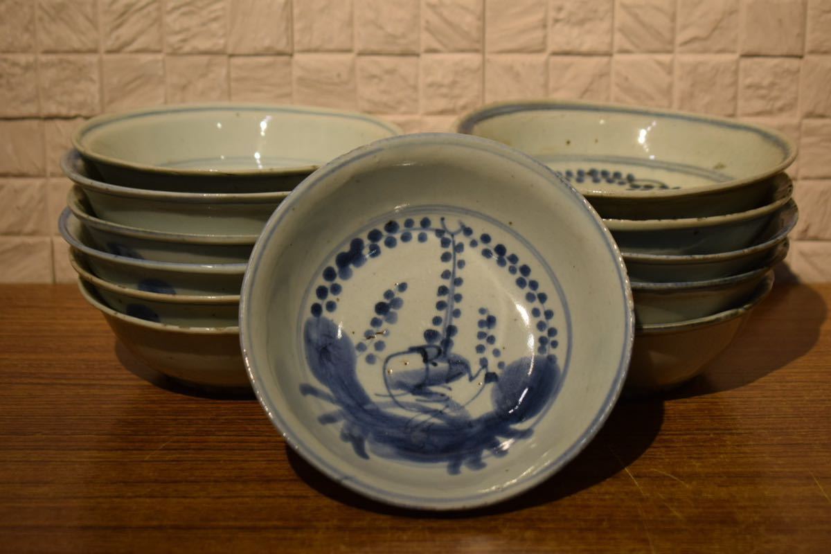 GE E518 コレクター所蔵品 名品 時代 古染付皿12客 /朝鮮古陶磁 中国古玩 朝鮮美術 骨董品 時代品 美術品 青花(染付)｜売買されたオークション情報、yahooの商品情報を ...