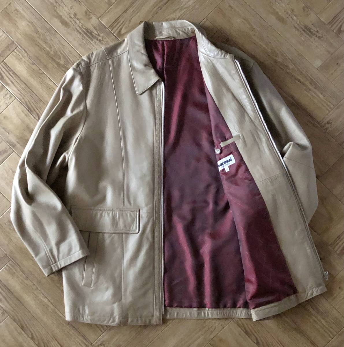 B01 バラシ barassi 極上の柔らかさ 羊革 ラムレザー シープスキン シングル ジャケット ブルゾン 大きいサイズ 52 XL以上 ベージュ 秋冬(XLサイズ以上)｜売買された ...