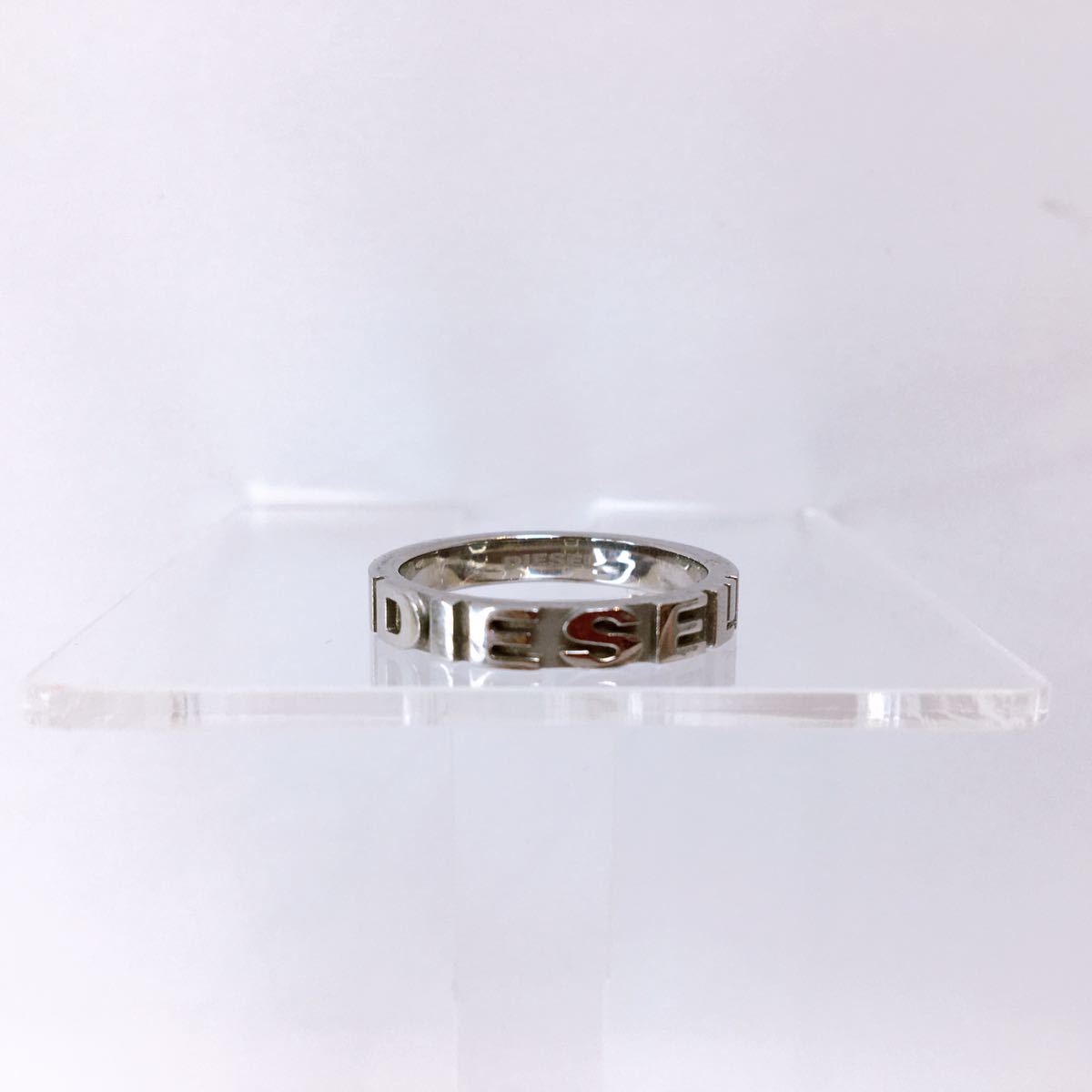 67 DIESEL ディーゼル デザインリング ロゴ STEEL スチール製 メンズ アクセサリー シルバーカラー 指輪 現状品(ディーゼル ...