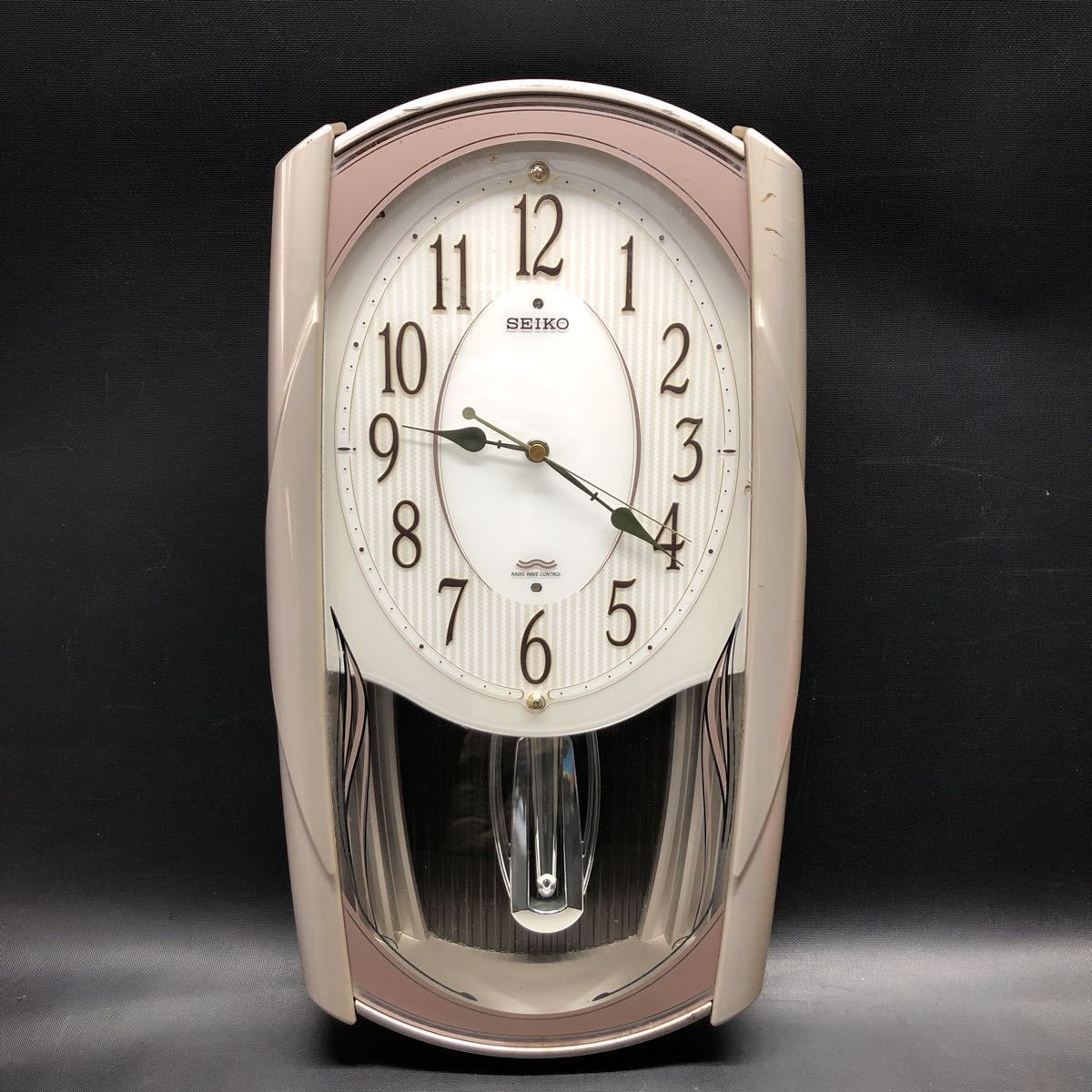 AI904 SEIKO 壁掛け時計 PADIO WAVE CONTROL RQ 204 S 掛け時計 電波時計 振り子 レトロ 社名あり 現状 ...
