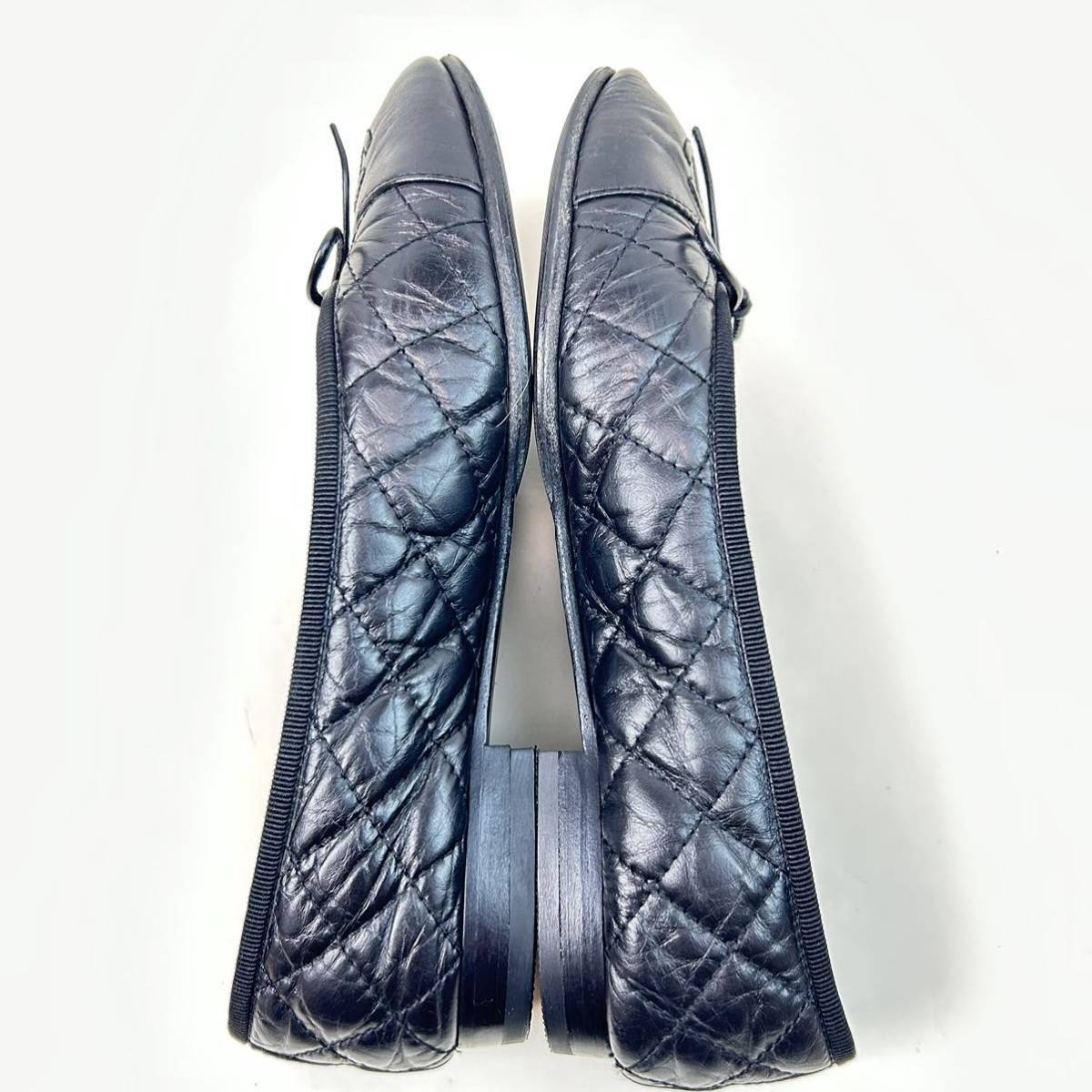 u166 CHANEL シャネル マトラッセ フラットシューズ ココマーク パンプス ローファー レザー BLACK G26250 イタリア製 36C 正規品 シューズ(23.0cm)｜売買さ ...