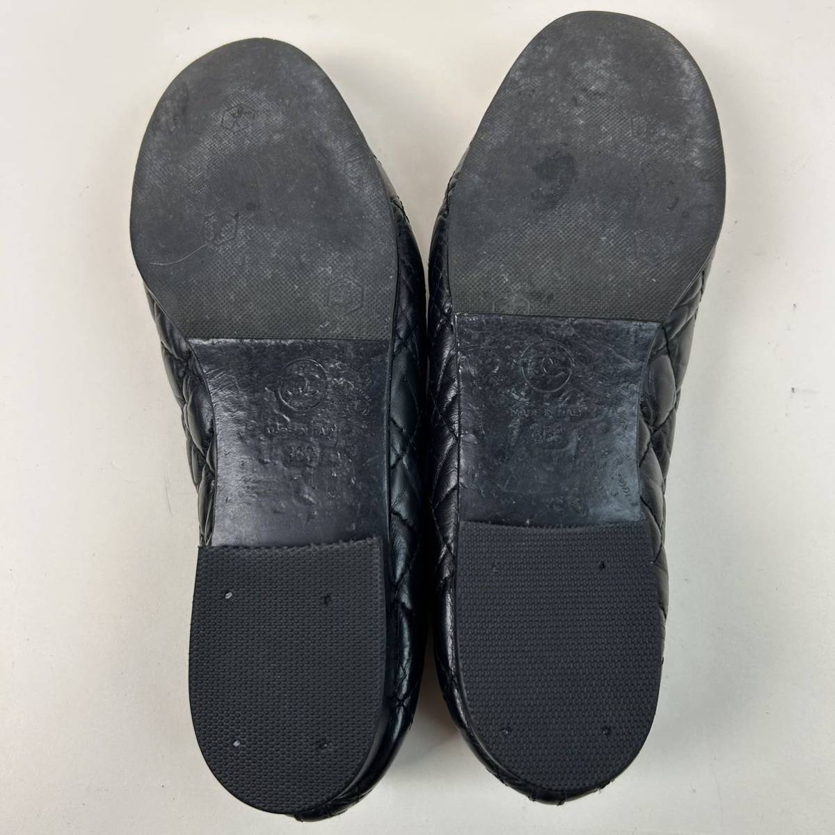 u166 CHANEL シャネル マトラッセ フラットシューズ ココマーク パンプス ローファー レザー BLACK G26250 イタリア製 36C 正規品 シューズ(23.0cm)｜売買さ ...