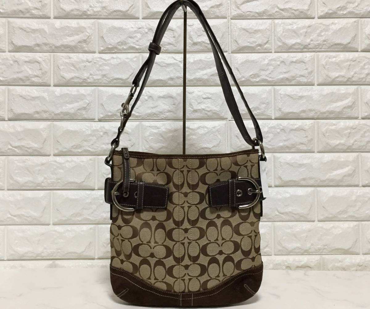 no12168 COACH コーチ 3574 レザー キャンバス シグネチャー 斜め掛けショルダー バッグ(その他)｜売買されたオークション ...