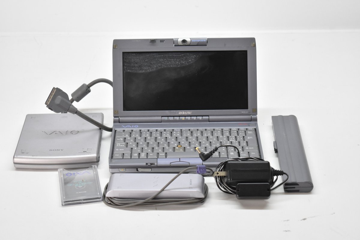 SONY VAIO PCG-C1 + PCGA-CD5 CD-ROM DRIVE + 付属品 まとめて 通電のみ確認済み ソニー バイオ 小型 ...