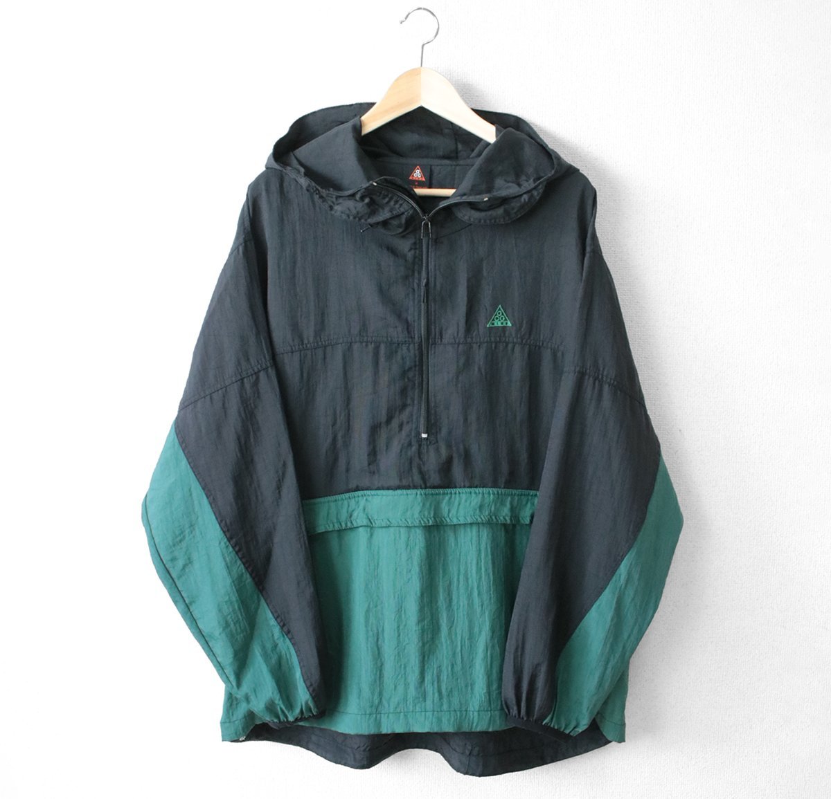 90’s NIKE ACG アノラックパーカー ブラック/グリーン M プルオーバー ジャケット ブルゾン バイカラー オールド ナイキ ...