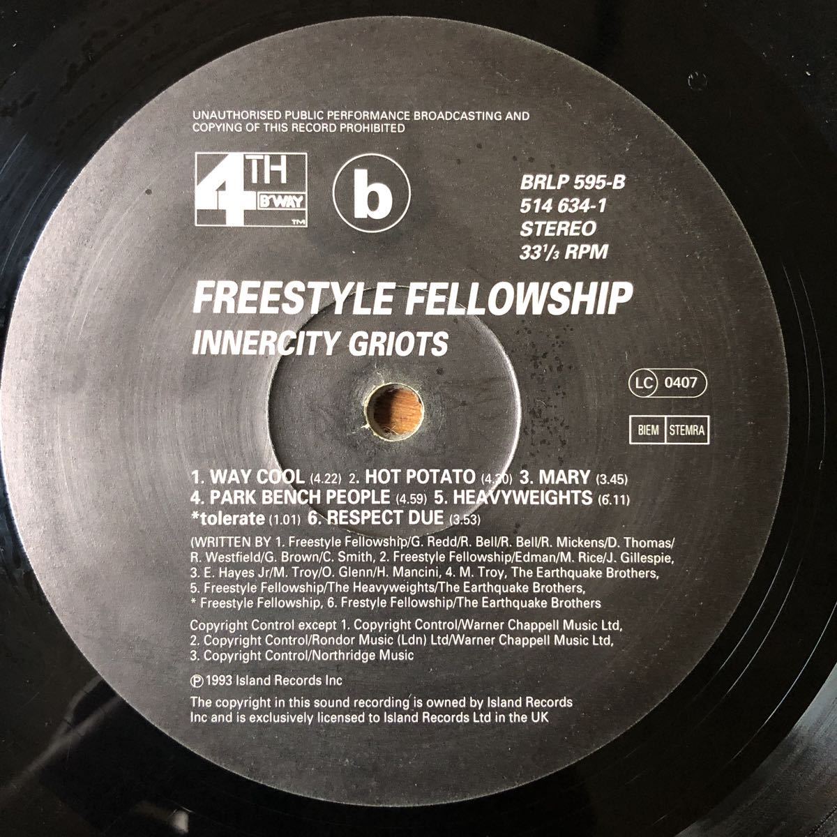 UK盤/Original/LP/Freestyle Fellowship/Innercity Griots/4th & Broadway ...