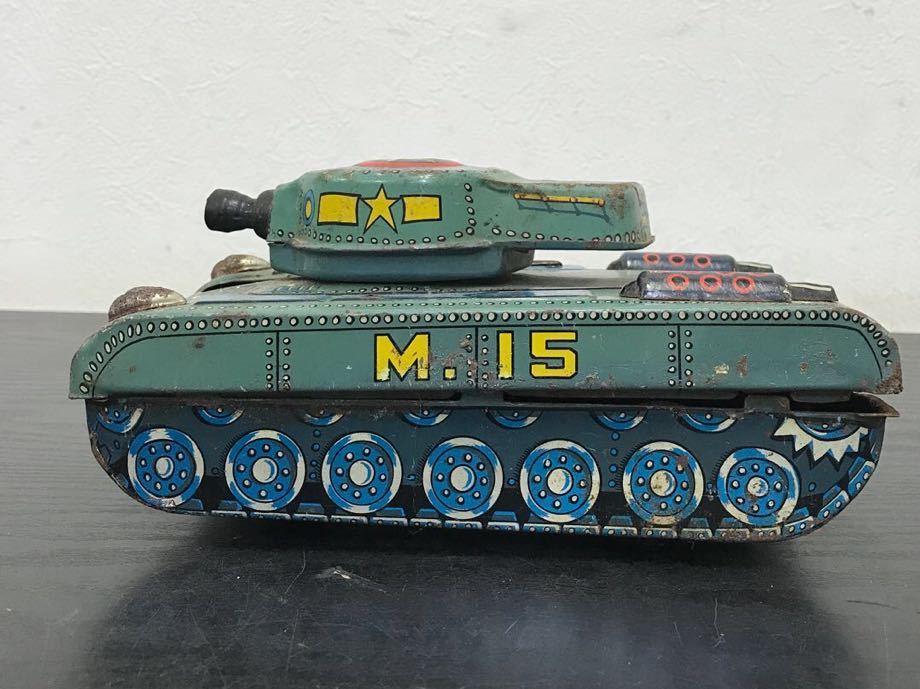 a#28 Vintage Tank Friction Toy M15 Tin Litho Print Japan MT Modern Toys ...