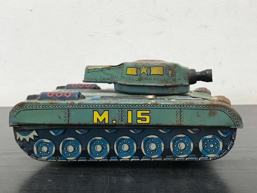 a#28 Vintage Tank Friction Toy M15 Tin Litho Print Japan MT Modern Toys ...