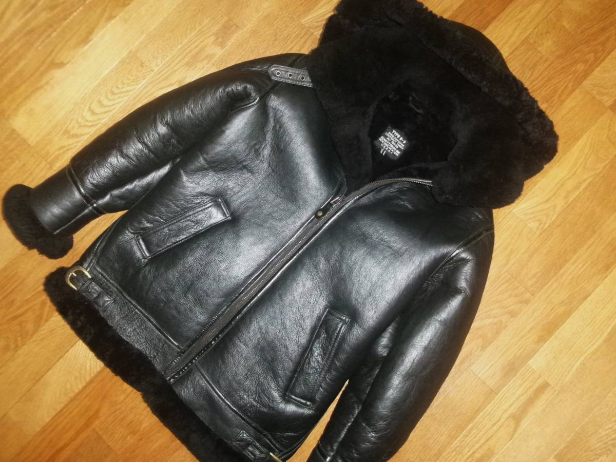 SCHOTTショット 現行257Sロング 283S 黒 M 2L位 脱着フード バックル刻印 ムートンA2B2B3B6B7B9AVIREX ...