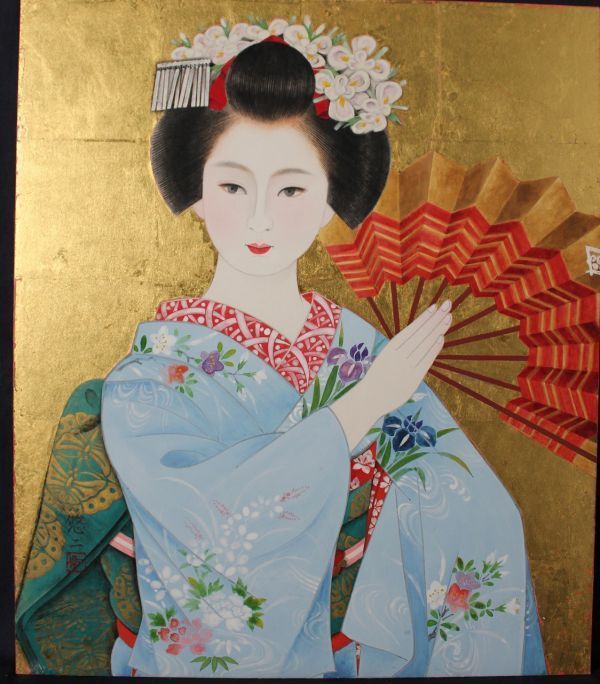 D338 福元悠二 舞妓 10号 日本画 真作保障 美人画の名手 本金箔仕様 師：広田多津 岡山出身(人物、菩薩)｜売買されたオークション情報、yahooの商品情報をアーカイブ公開 ...