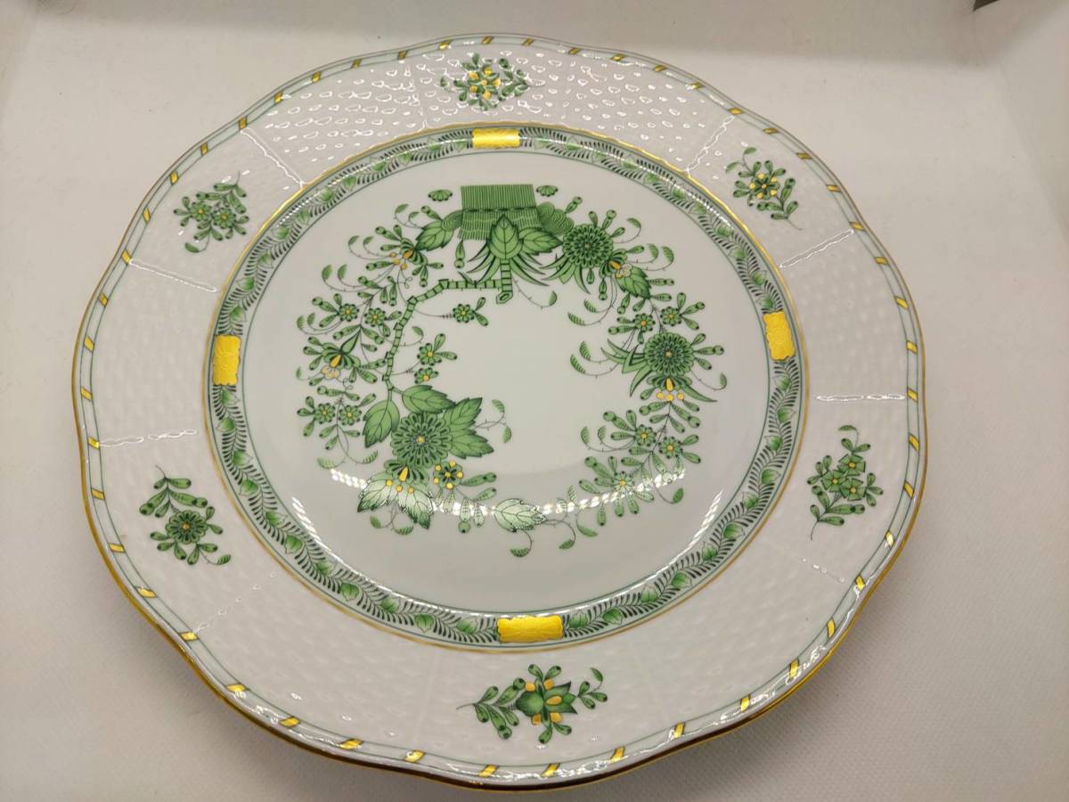 E/G742209 HEREND ヘレンド アポニーグリーン 25.5cm 金彩 グリーン プレート トレイ 皿(ヘレンド)｜売買されたオークション情報、yahooの商品情報をアーカイブ公開 ...
