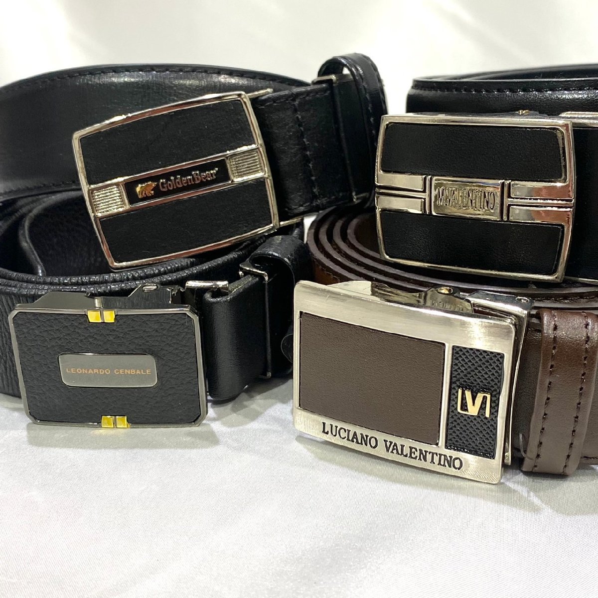 品 GoldenBear’×1 LEONARDO CENBALE×1 M.VALENTINO×1 LUCIANO VALENTINO×1 ベルト 4本おまとめ出品 現状品 ゴールデンベアー ...