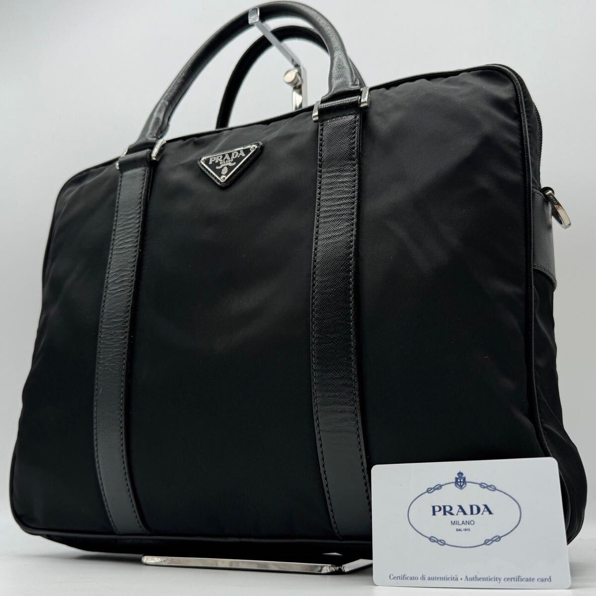 1869 極 現行類似 PRADA プラダ ビジネスバッグ ブリーフケース サフィアーノレザー テスートナイロン メンズ 三角ロゴ A4 ブラック(メンズライン)｜売買されたオークション情報 ...