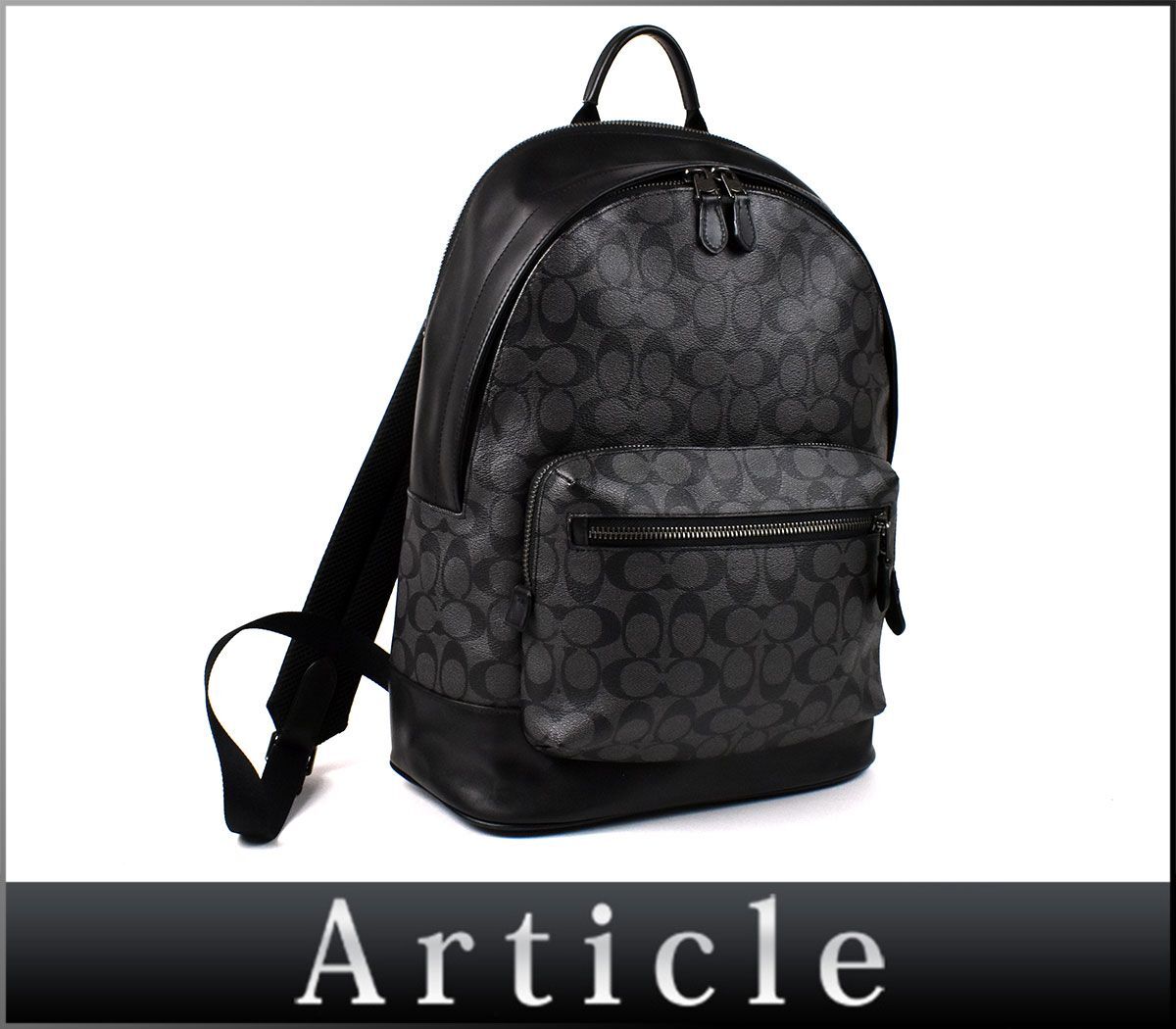 178334 COACH コーチ シグネチャー ウエスト バックパック リュックサック 2736 PVC レザー 革 チャコール ブラック ...