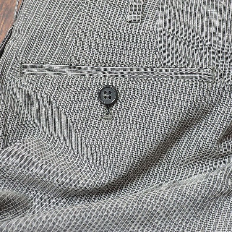 1円/TREBIO/73cm/スラックス パンツさらっと なめらか ウール混ストライプ ノータック 美脚 ビジカジ /グレー/id392 ...