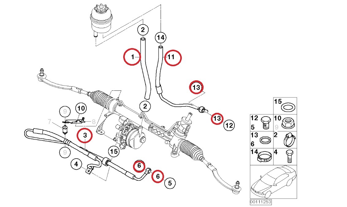 BMW MINI パワステホースキット 交換部品一台分セット R50 52 53 32416754498/32416781745 ...