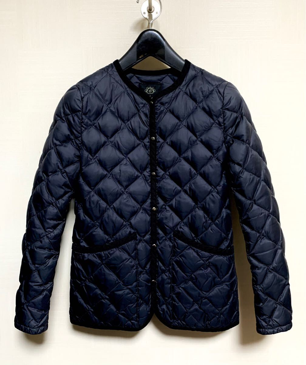 極上:CLEAR IMPRESSION クリアインプレッション .ノーカラー キルティング ダウン ジャケット 1 S/黒/軽量/肩36幅45丈60/uniqlo/taion(クリア ...