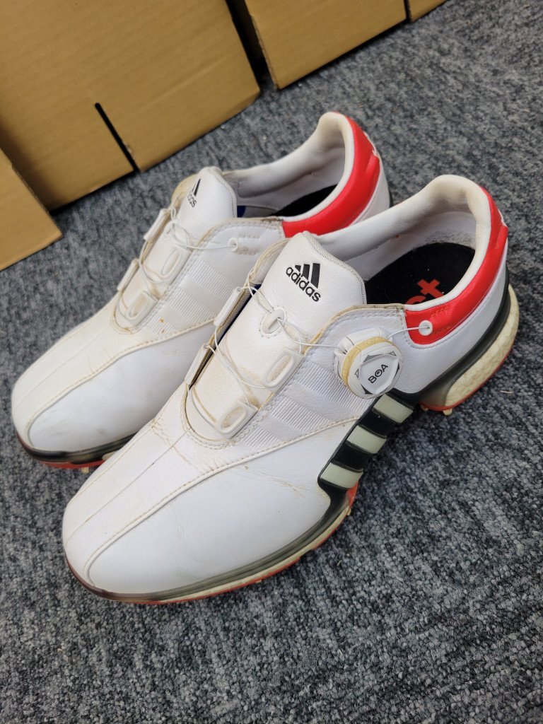 64010。adidas アディダス ゴルフシューズ 25.5センチ EVN791001 ホワイト