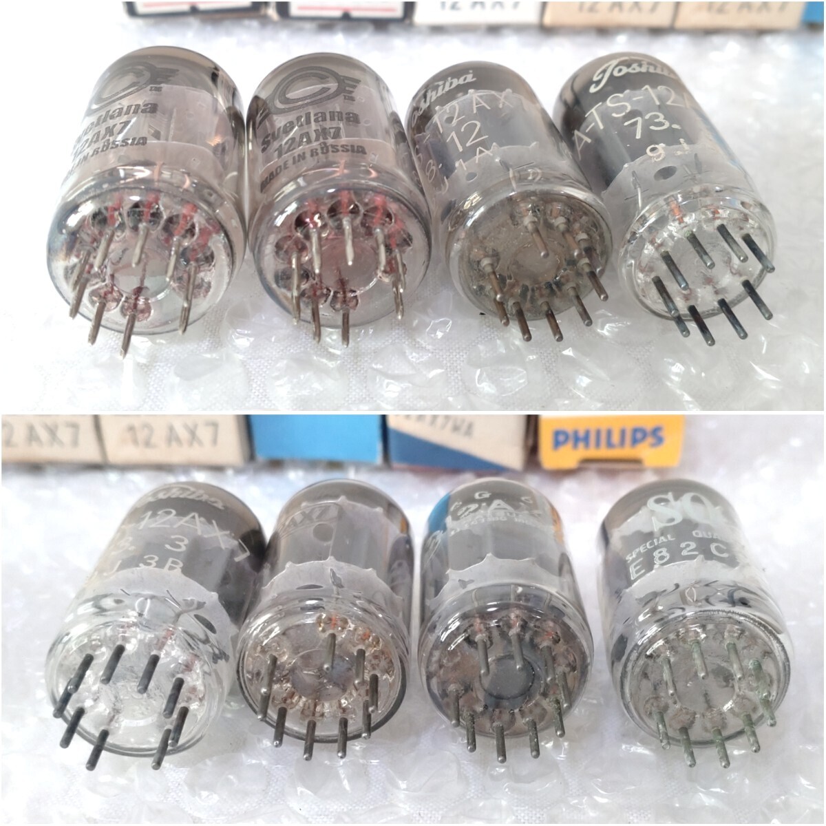真空管 12AX7 Svetlana 2本/A-TS-12AX7 東芝 3本/12AX7 東芝 1本/12AX7 ナショナルMATSUSHITA 1本/E82CC SQ PHILIPS 1本 ...