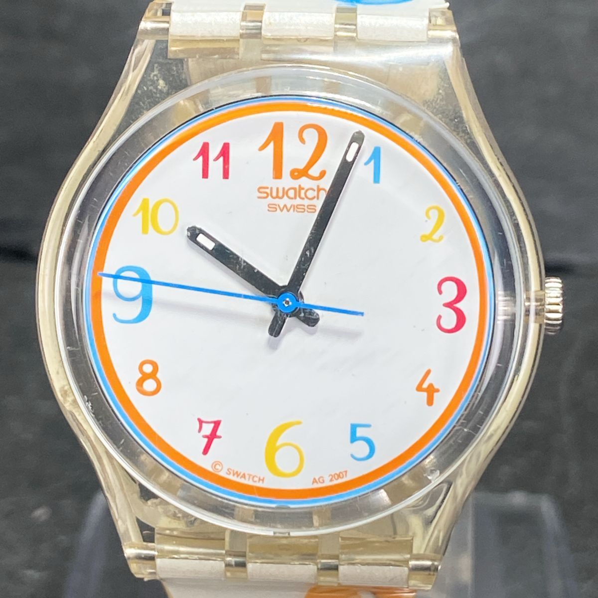 Swatch スウォッチ SANDY SHOES GE205S 腕時計 アナログ クオーツ 3針 ラウンド スケルトン ホワイト文字盤 電池 ...