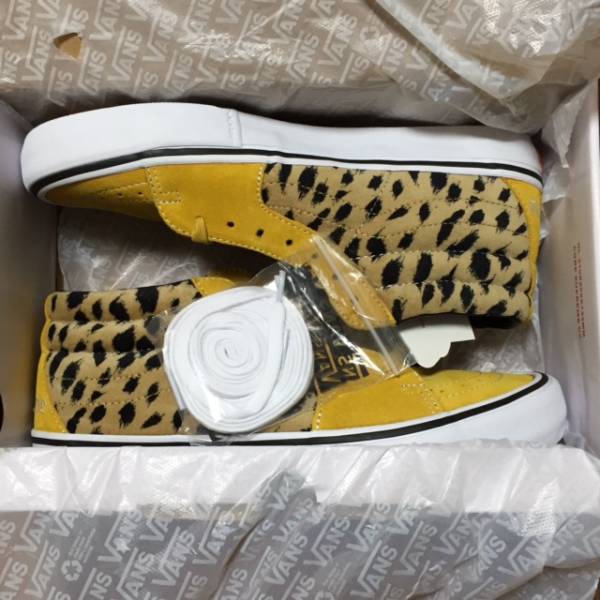 Supreme 17ss Vans Velvet Leopard Sk-8 Mid Pro 27cm US9 YELLOW 黄色 s logo ...