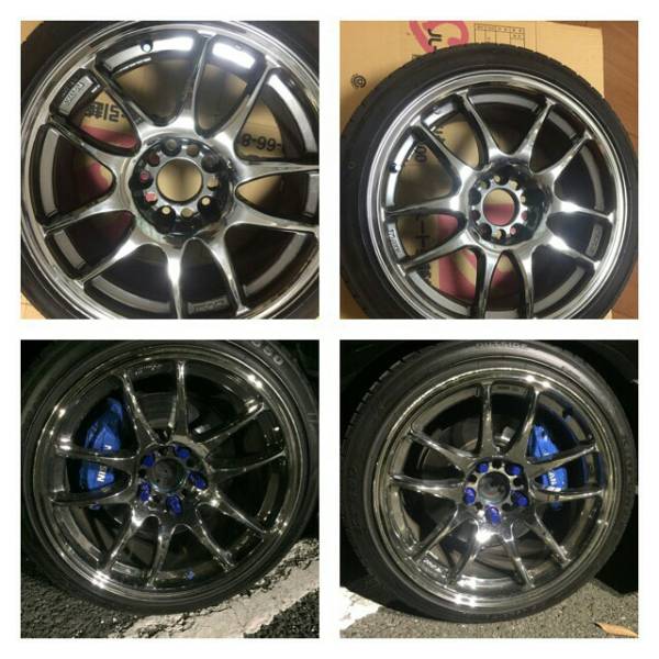 社外 WORK emotion CRkai 17インチ 205/45R17 8J 9J +32 5H 114.3 タイヤ付4本セット メッキ ...