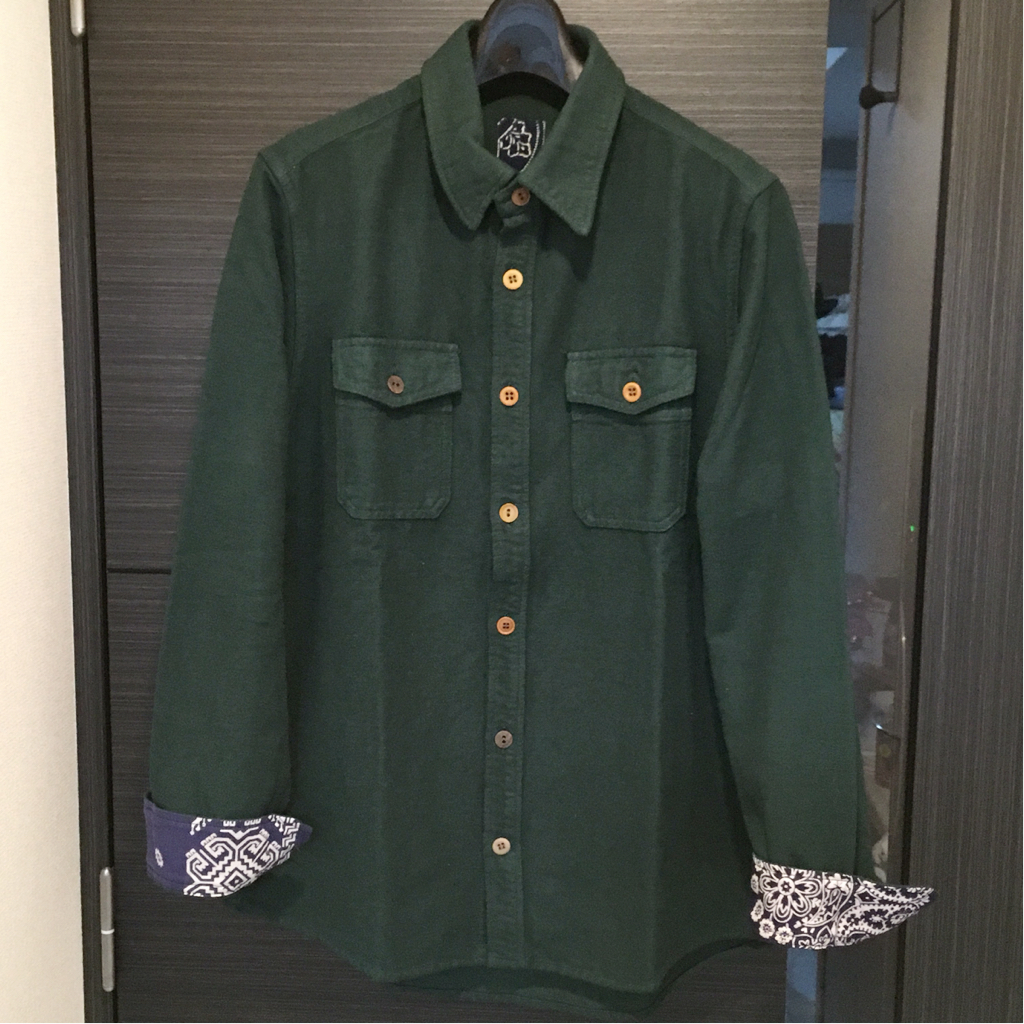 VISVIM ICT 16AW BLACK ELK FLANNEL 2 GREEN KERCHIEF VIRGIL SANJURO ...