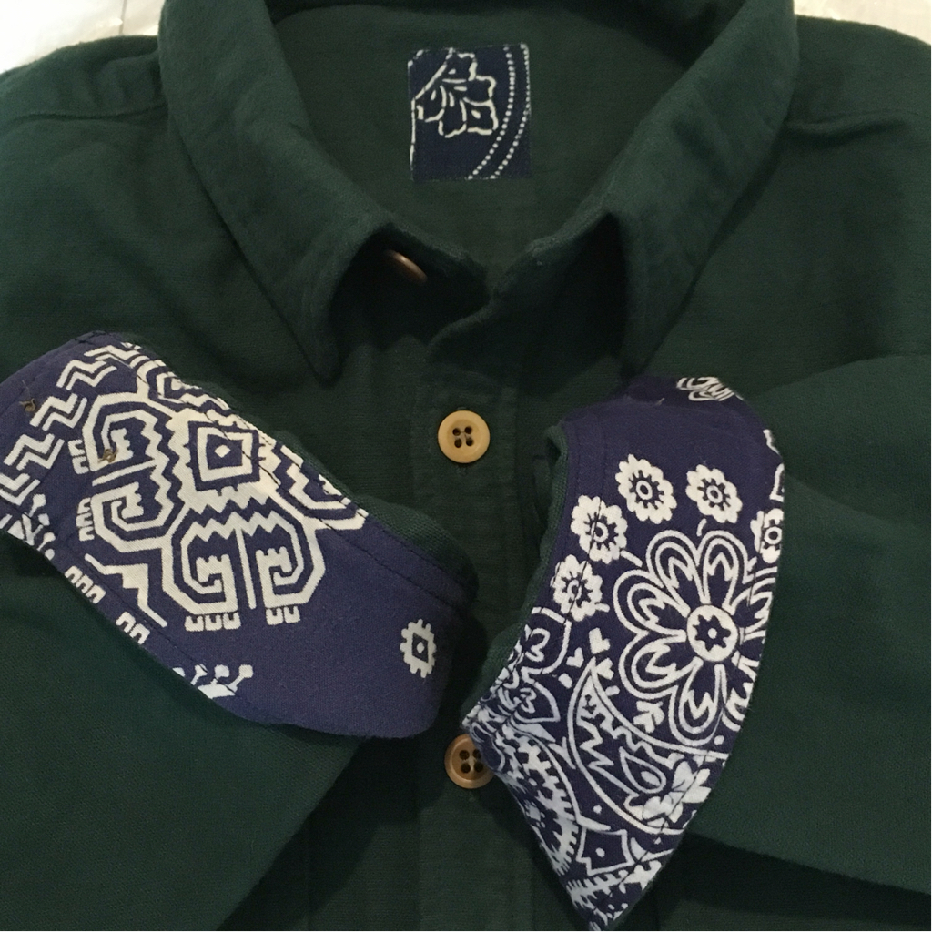 VISVIM ICT 16AW BLACK ELK FLANNEL 2 GREEN KERCHIEF VIRGIL SANJURO ...