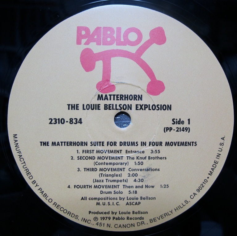 THE LOUIE BELLSON DRUM EXPLOSION - MATTERHORN US盤LP JAZZ / BIG BAND ...