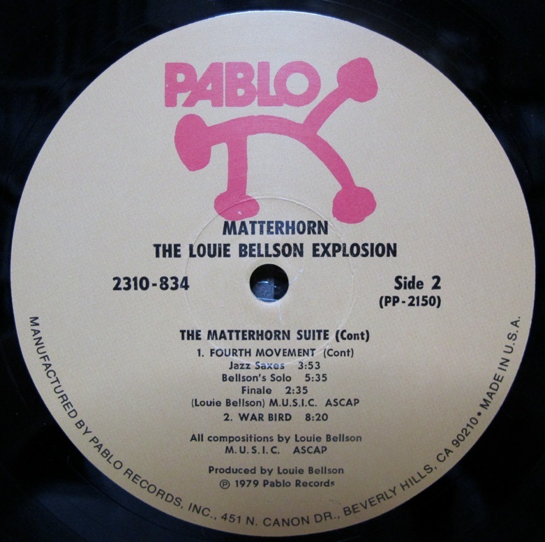 THE LOUIE BELLSON DRUM EXPLOSION - MATTERHORN US盤LP JAZZ / BIG BAND ...