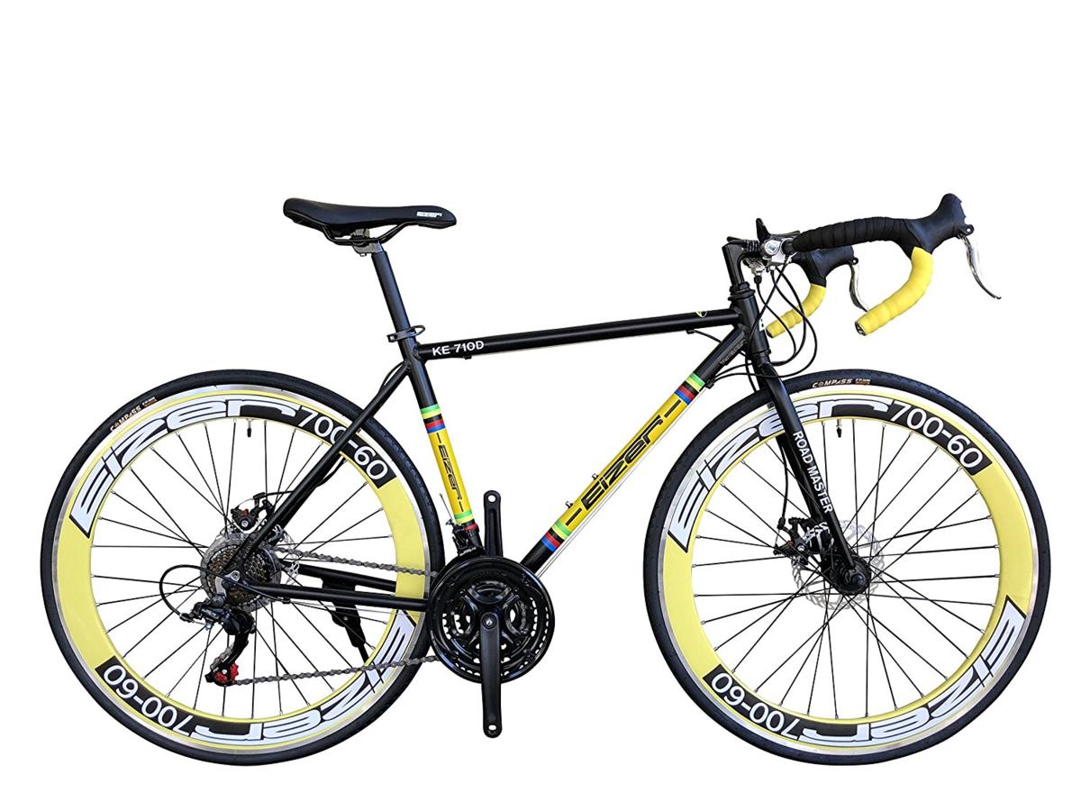 1805YOS_KE710D ロードバイク 軽量アルミ700Cフレーム 前後ディスクブレーキ シマノ 21速 Eizer アイゼル KE710D 黒 1円(500mm～)｜売買された ...