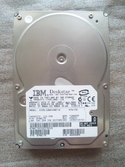 内蔵HDD IBM Deskstar 120GXP IC35L120AVVA07-0 3.5inch 123.5GB ATA/IDE ...
