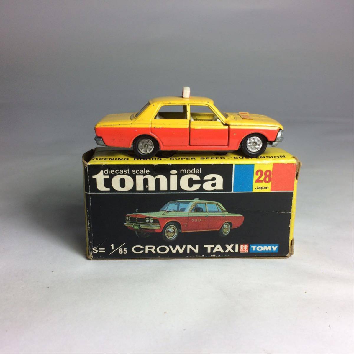 TOMICA トミカ 黒箱 No.28 CROWN TAXI 1/65 旧TOMY 当時物 レア 国産 旧車 ミニカー アンティーク 同梱可能 ...