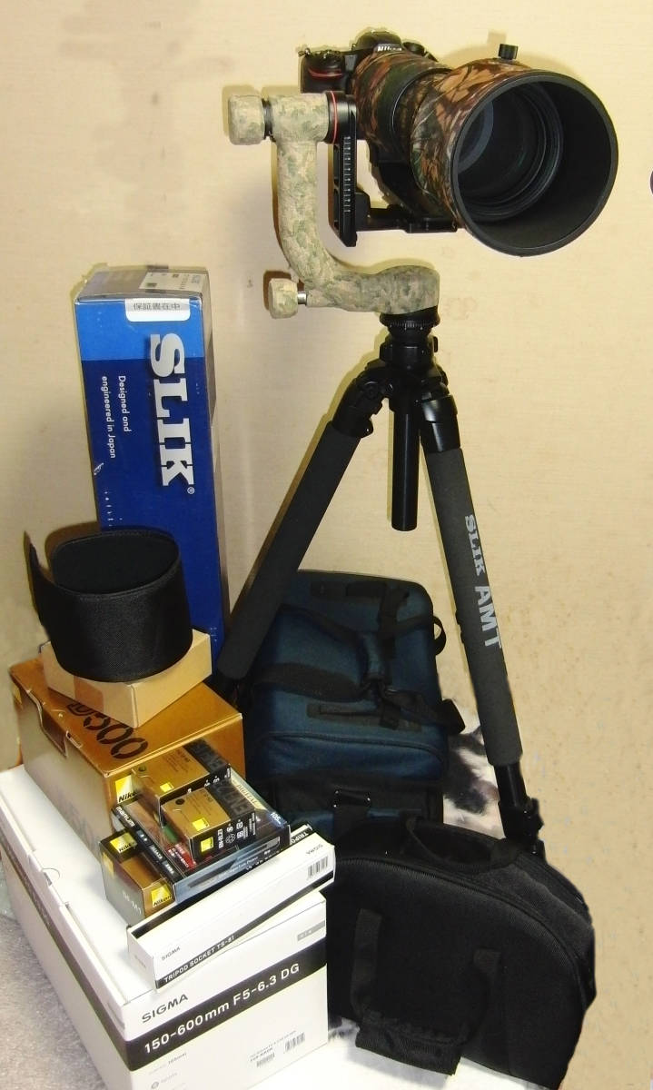 ニコン D500 シグマ150-600mmF5-6.3DG SportsSLIKプロ700DX-ⅢNカーボンジンバル雲台 他 新同品(ニコン ...