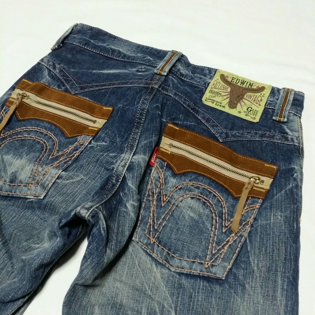 EDWIN エドウィン EXCLUSIVE VINTAGE ユーズド加工 ルーズストレート 464XVS W32 ウエスト約88㎝(W32)｜売買されたオークション情報、yahooの商品情報を ...