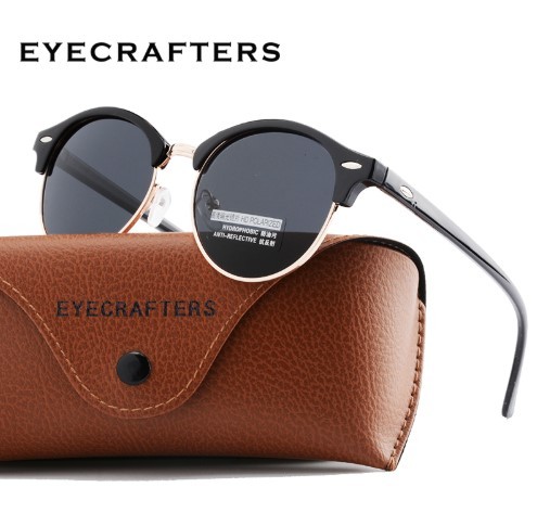 衝撃破格 最落無し EYECRAFTERS クラシック Uv400 海外 ブランド デザイナー セミリムレス 眼鏡フレーム ブラックブラック ...