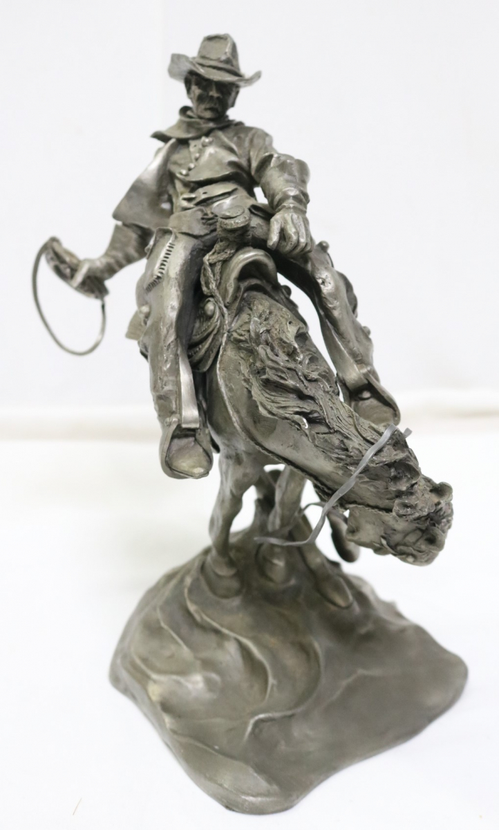 24NVM BUCK McCAIN 1981年作 Clash of Wills フランクリンミント ブロンズ カウボーイ いぶし銀色 ...