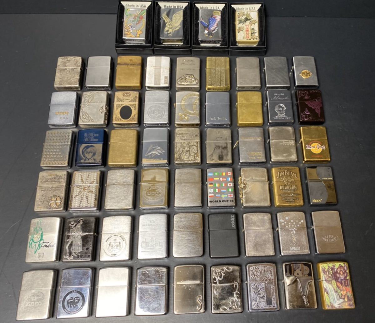 大量 ZIPPO ジッポ 56個 セブンスター ジンビーム ルパン レプリカ 復刻 ポールスミス ソリッドブラス チタニウム 限定品 ジッポー ...