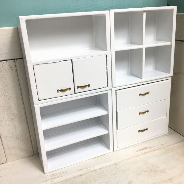 u128 色々と組み合わせれる ドールハウス 用 ミニチュア カラーボード 白 飾り棚 棚 ラック Doll House Blythe ブライス リーメント(ドールハウス)｜売買された ...