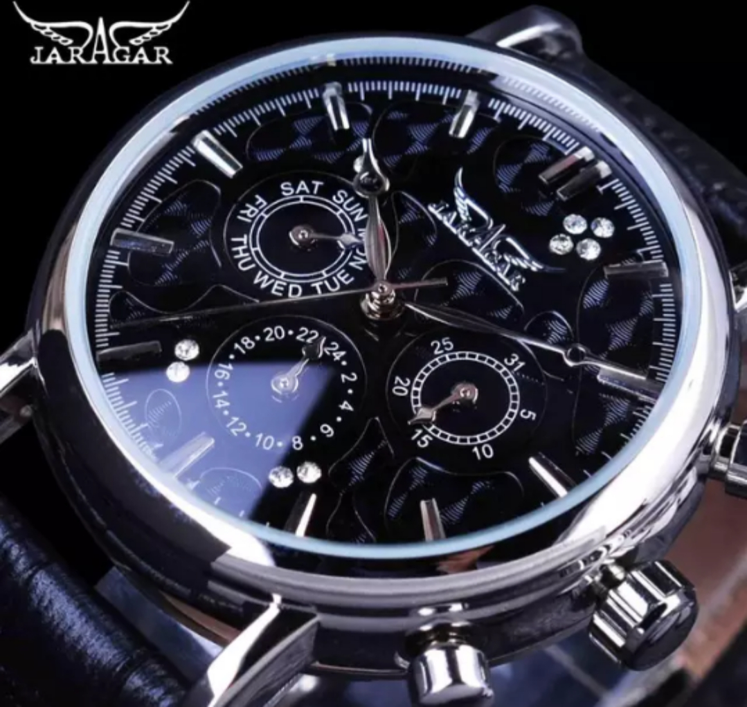 国内発送 高級JARAGAR社 自動機械式腕時計 ゴージャスクロノグラフ 本革ブラックバンド オマージュウォッチ ブラックフェイス(クロノグラフ)｜売買されたオークション情報、yahooの商品 ...