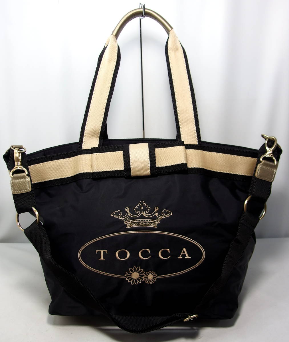 TOCCA BAMBINI ロゴ リボン 2WAY マザーバッグ トート ショルダー ブラック × ベージュ 黒 ナイロン ななめ掛け 鞄 トッカバンビーニ(トッカ)｜売買されたオークション ...