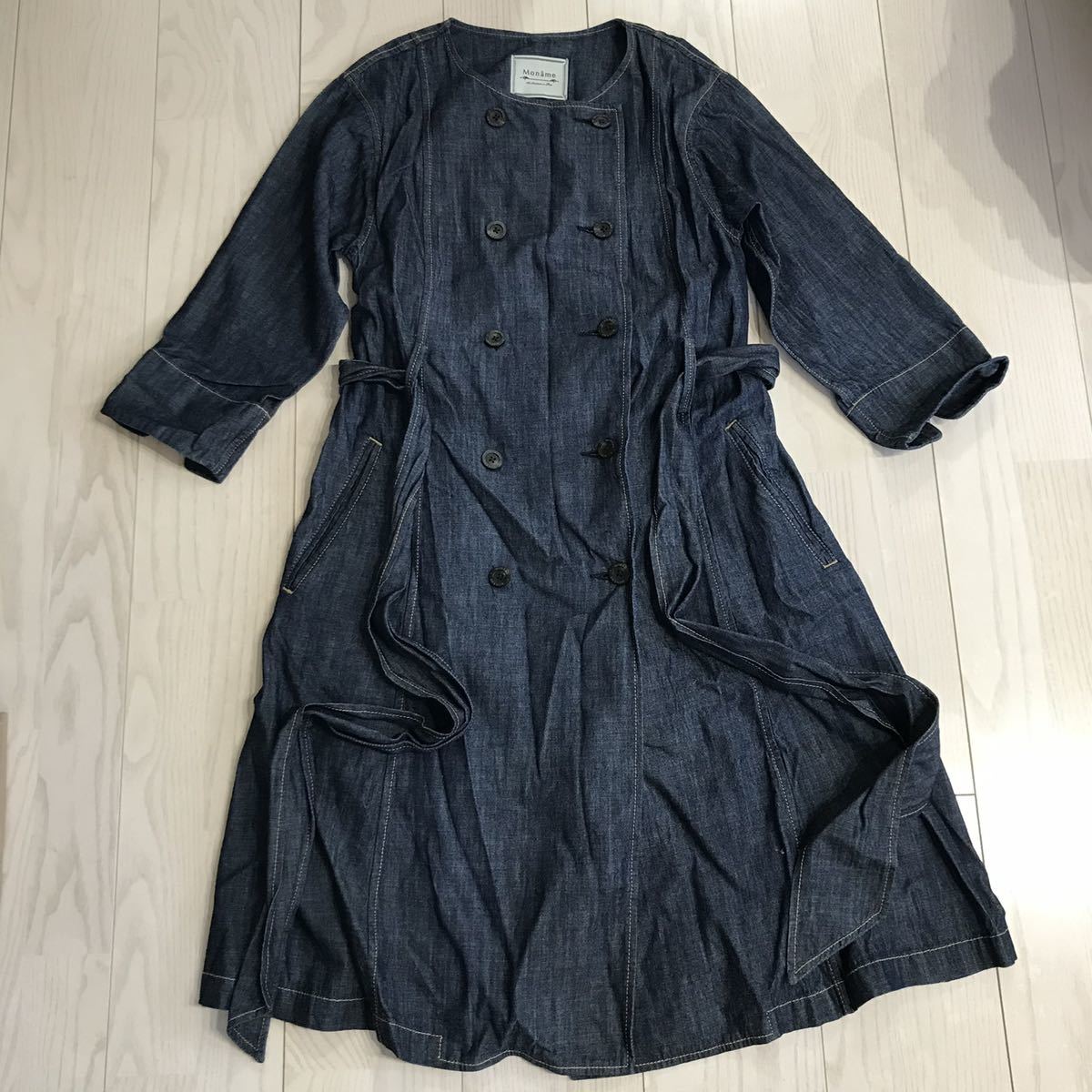 Moname モナーム デニム トレンチコート ワンピース(Sサイズ)｜売買されたオークション情報、yahooの商品情報をアーカイブ公開 - オークファン（aucfan.com）