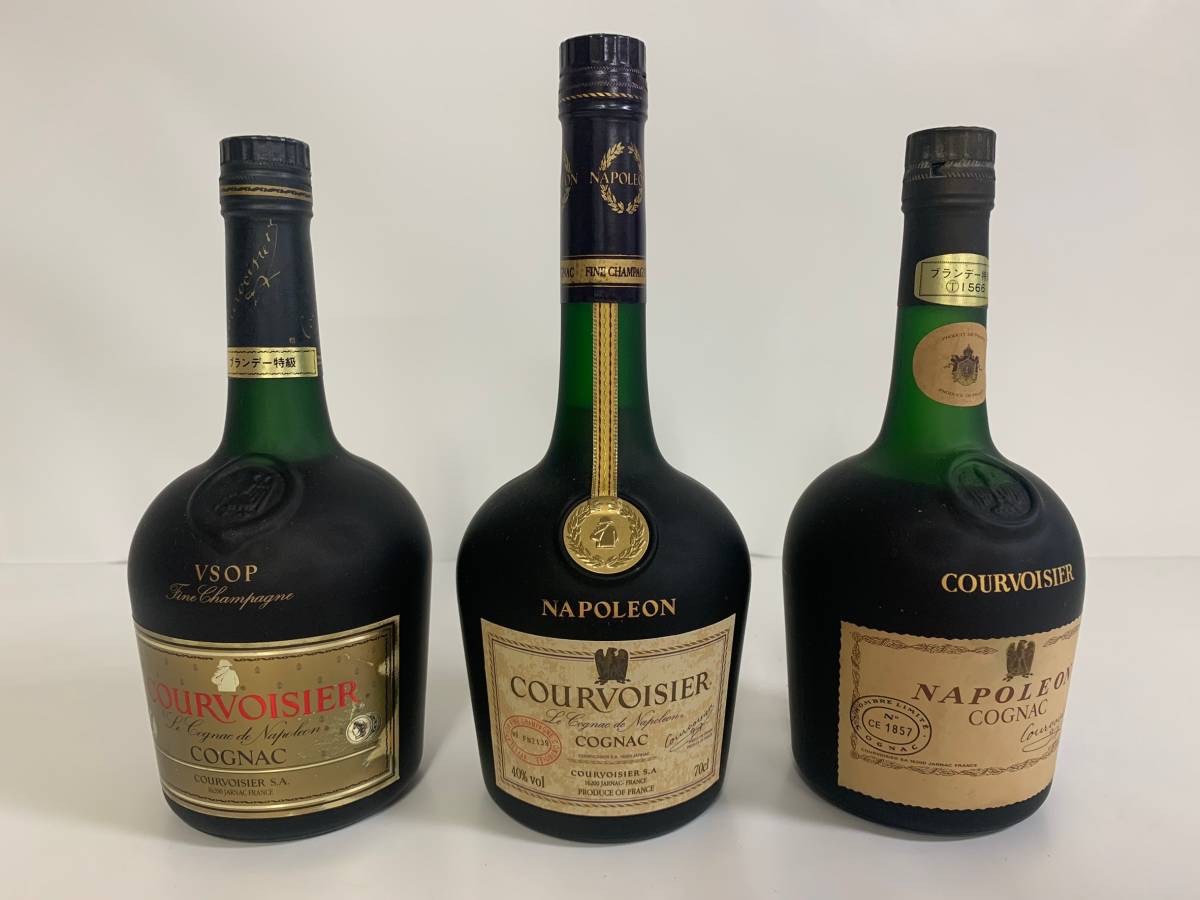 1円~ 未開栓 古酒/洋酒 クルボアジェ COURVOISIER ナポレオン 700ml ×2 / VSOP 700ml / コニャック ブランデー 3本セット(クルボアジェ)｜売買された ...