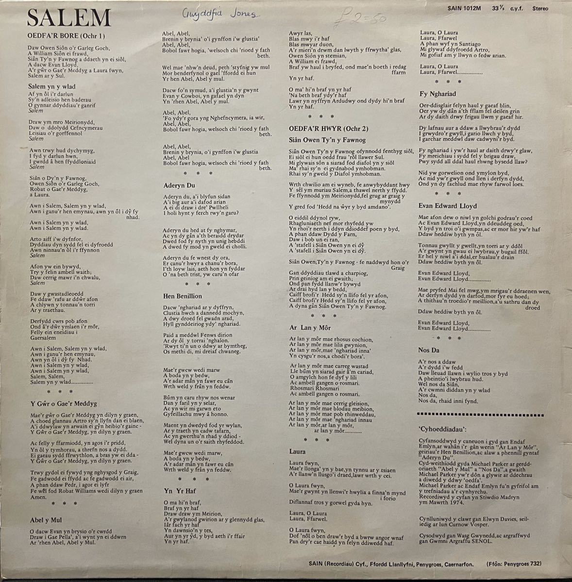 Endaf Emlyn / SALEM ウェールズの至宝 ドリーミーフォークロック名作2nd ORIG(一般)｜売買されたオークション情報 ...