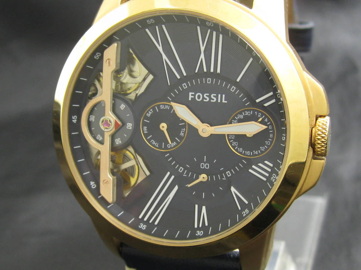 FOSSIL GRANT TWIST/フォッシル グラント ツイスト Ref.ME1162 MECHANICALツイスト 電池交換済 ネイビー ...